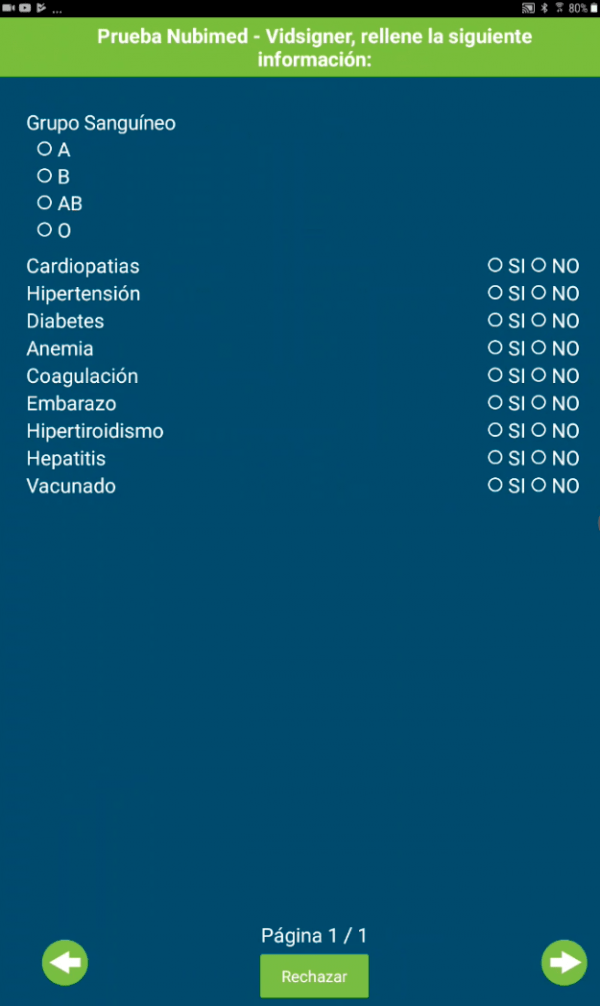 Cuestionario de datos médicos del paciente | Nubimed