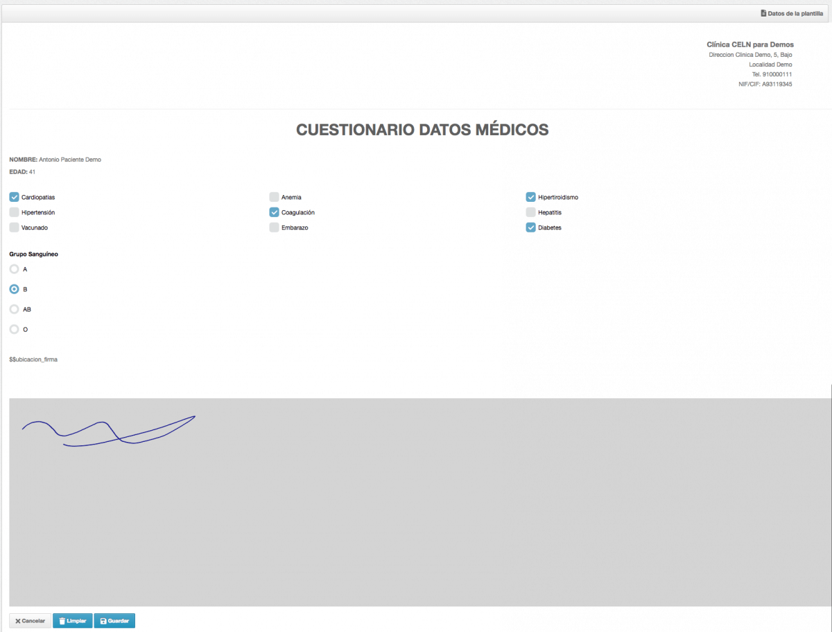 Cuestionario de datos médicos del paciente | Nubimed